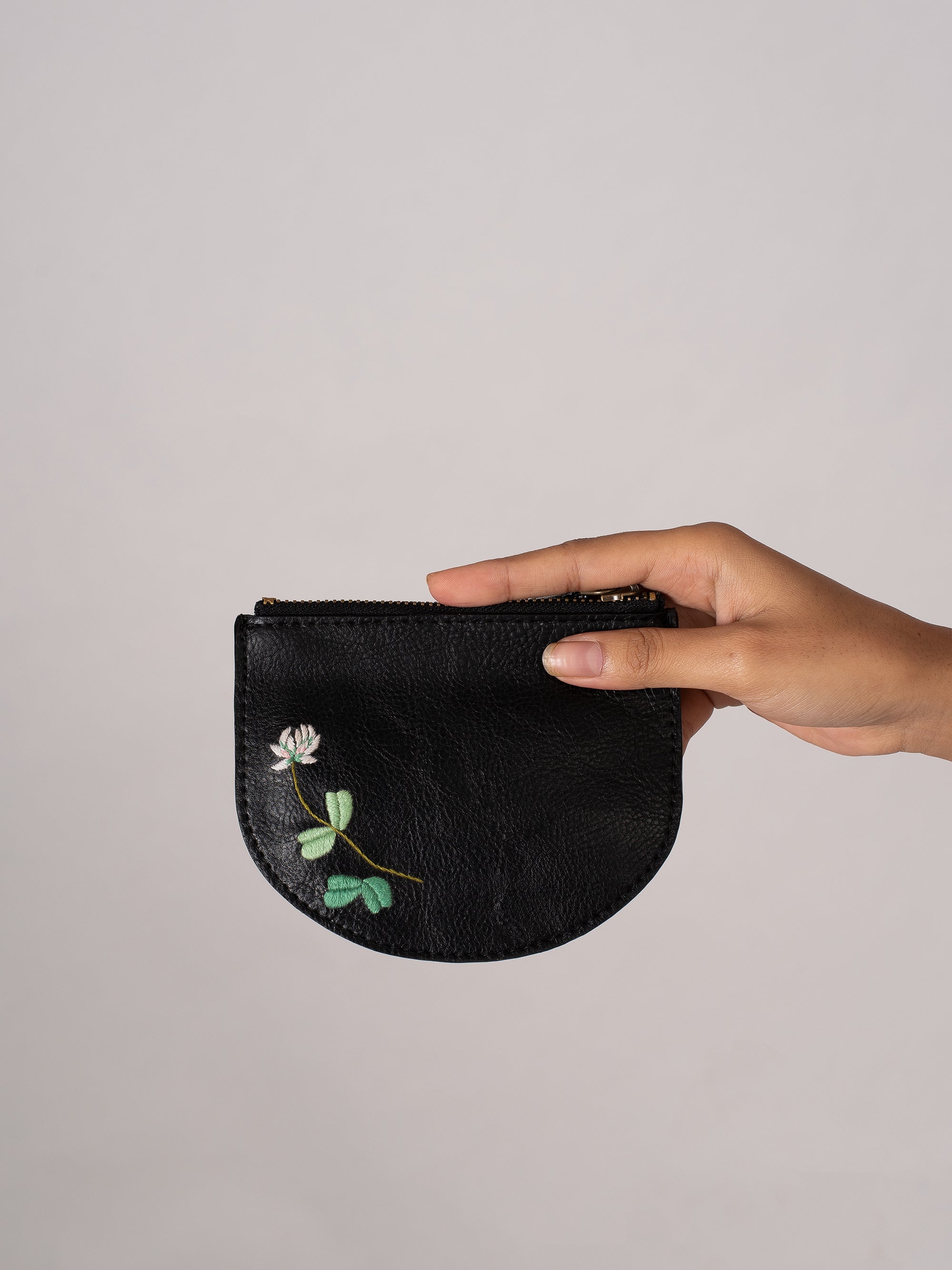 Hand Embroidered White Lily Mini Wallet – Miri